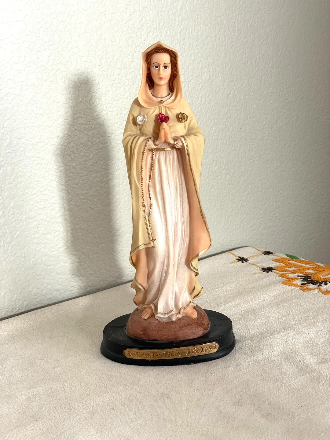 Vintage Statue Maria Rosa Mystica Montichiari 3 Rosas Italy, Religious ...
