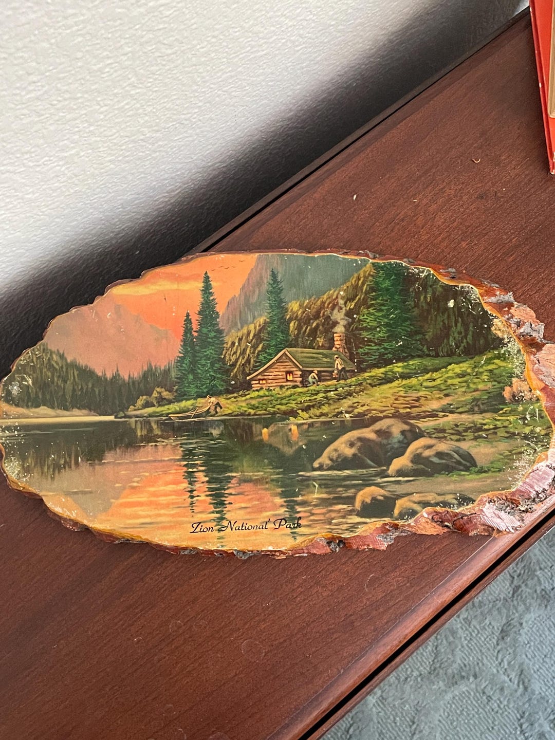 Vintage Live Edge Wood Wilderness Cabin Decor, 13