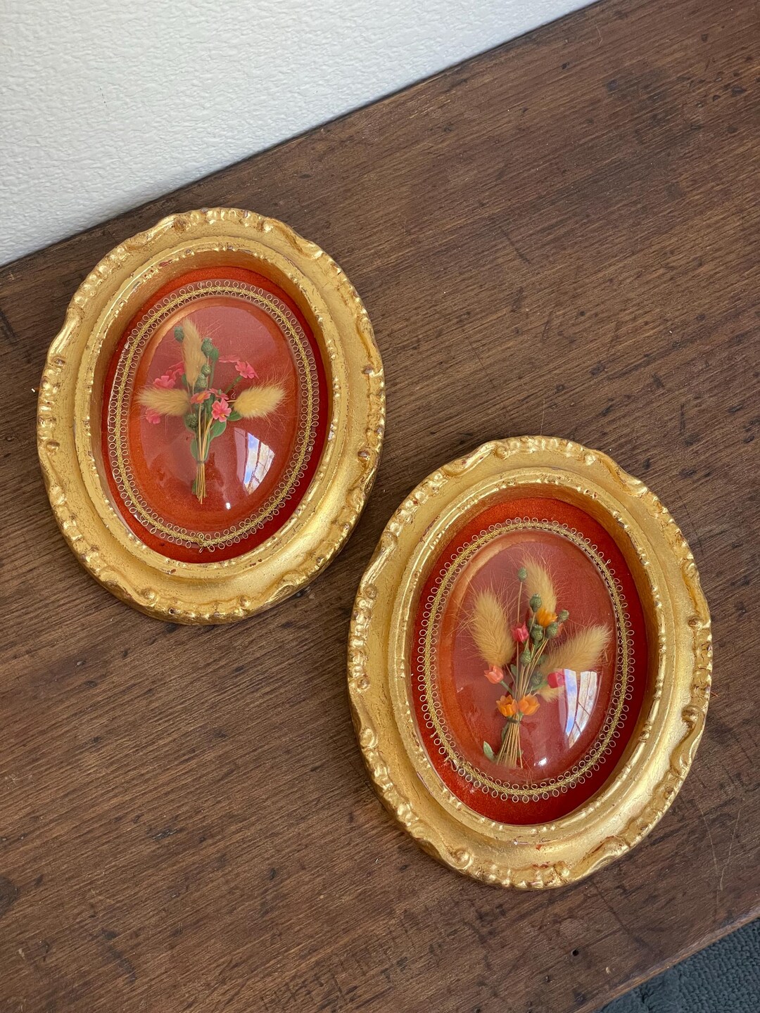 Pair of Vintage Shadow Box | Floral Shadow Box Framed Wall Decor Set in ...