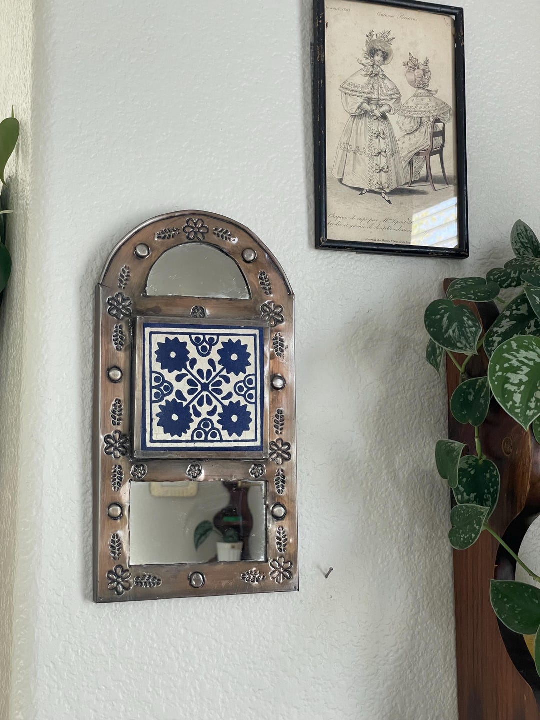Vintage Tin Punched Mirror With Mosaic Tile Made in Mexico - Etsy
