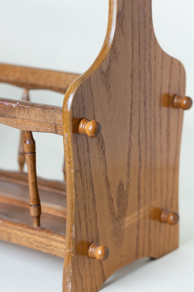 Vintage 1970s Solid Wood Magazine Rack - Etsy