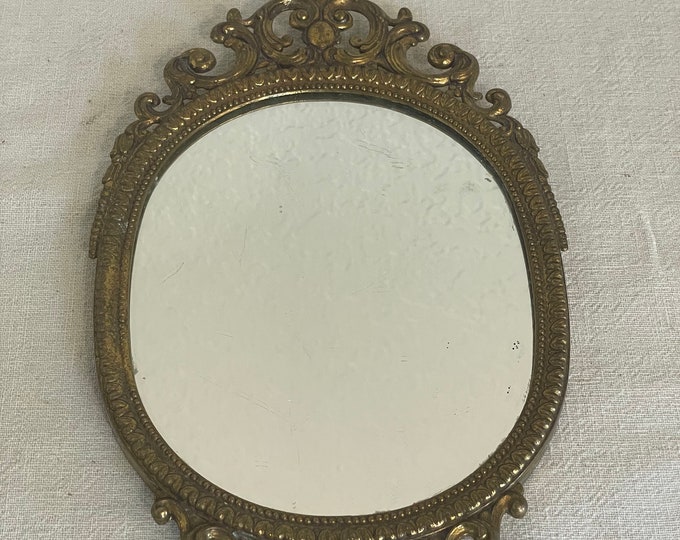 Vintage MCM Gold Victorian Oval Mirror - Etsy