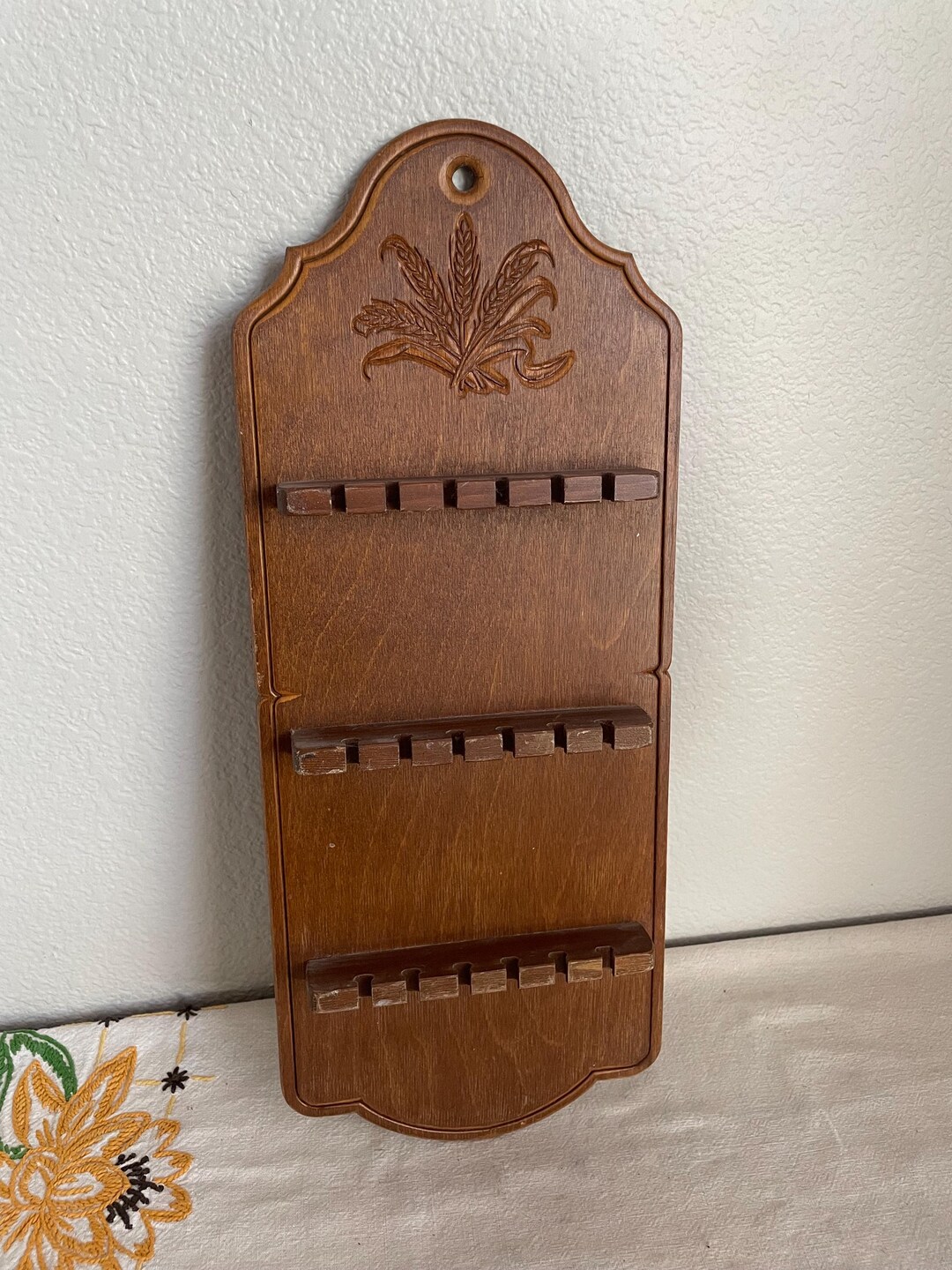 Vintage Spoon Display Shelf With Wheat Carving - Holds 18 Spoons - Etsy