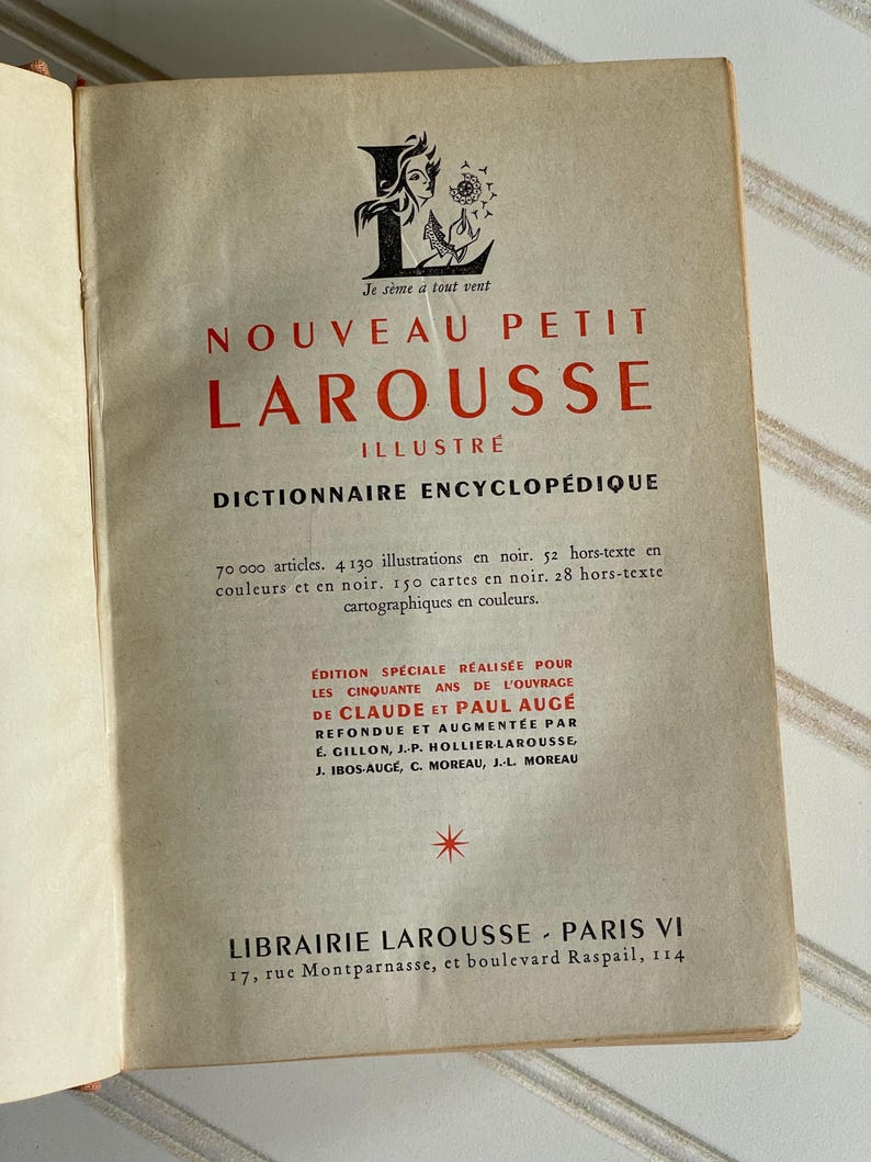 1952 Illustrated French Dictionary Nouveau Petit Larousse, French Book ...