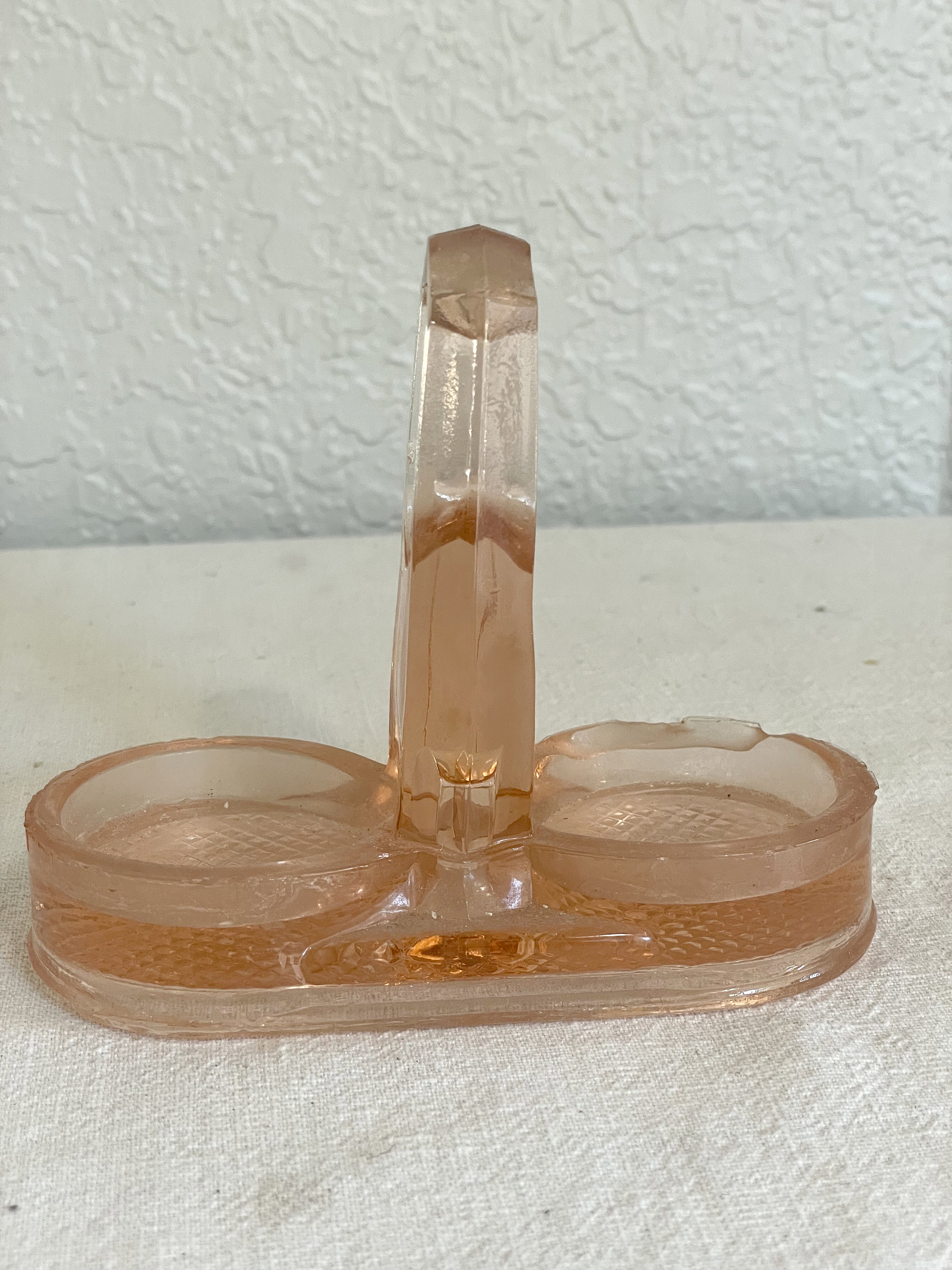 1930s Pink Depression Glass Salt/pepper Shaker and Shot Glass in Caddy ...