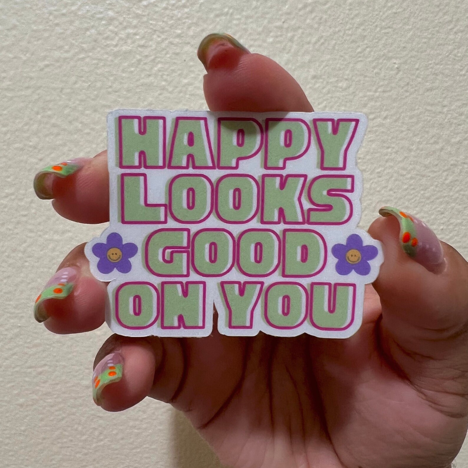 Happy Looks Good on You Inspirational Sticker Groovy - Etsy