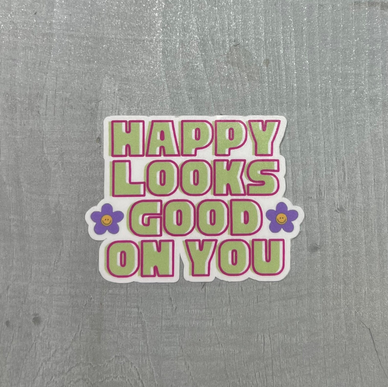 Happy Looks Good on You Inspirational Sticker Groovy - Etsy