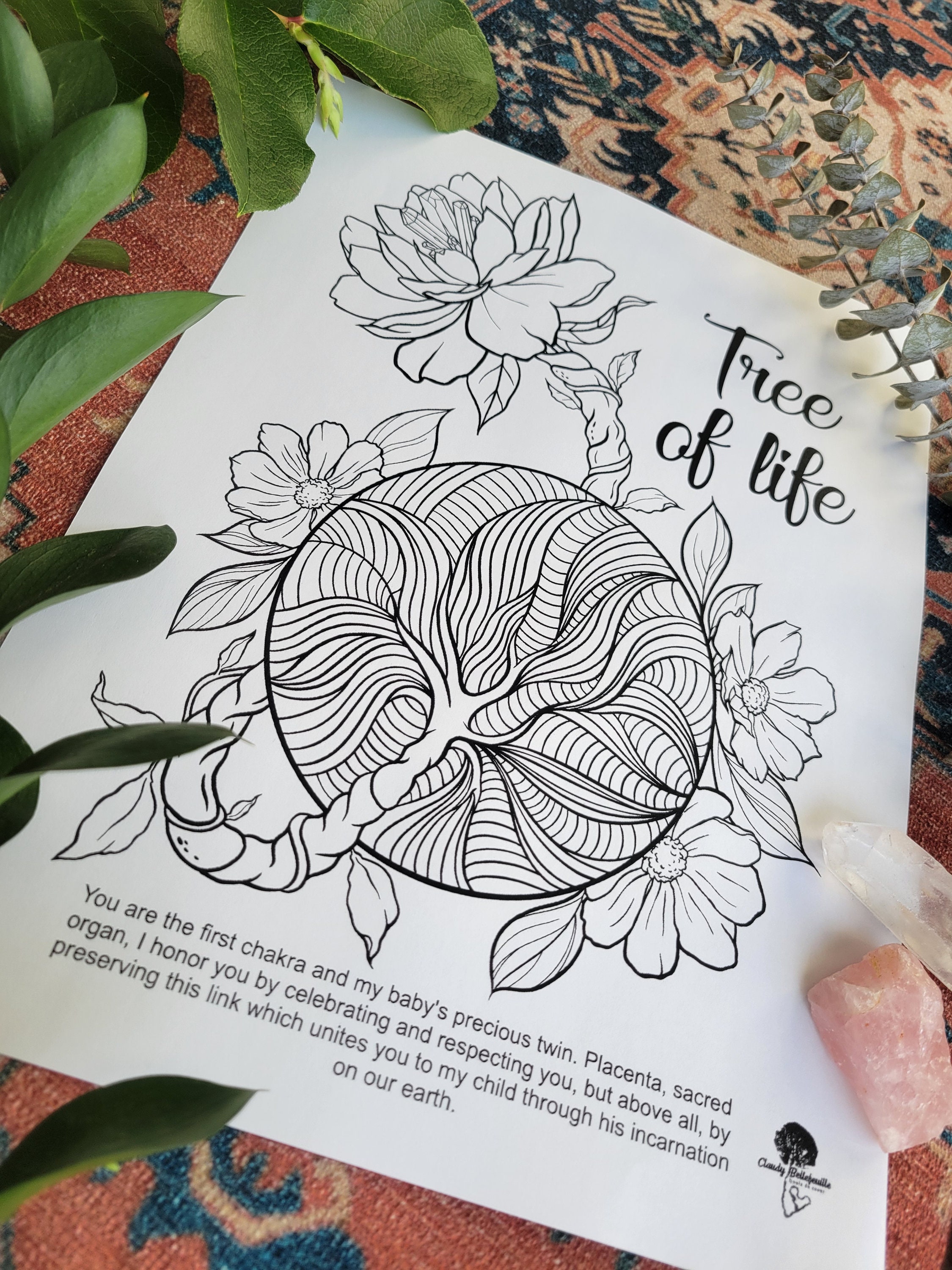 Maternity and Birth Coloring Page Tree of Life - Etsy