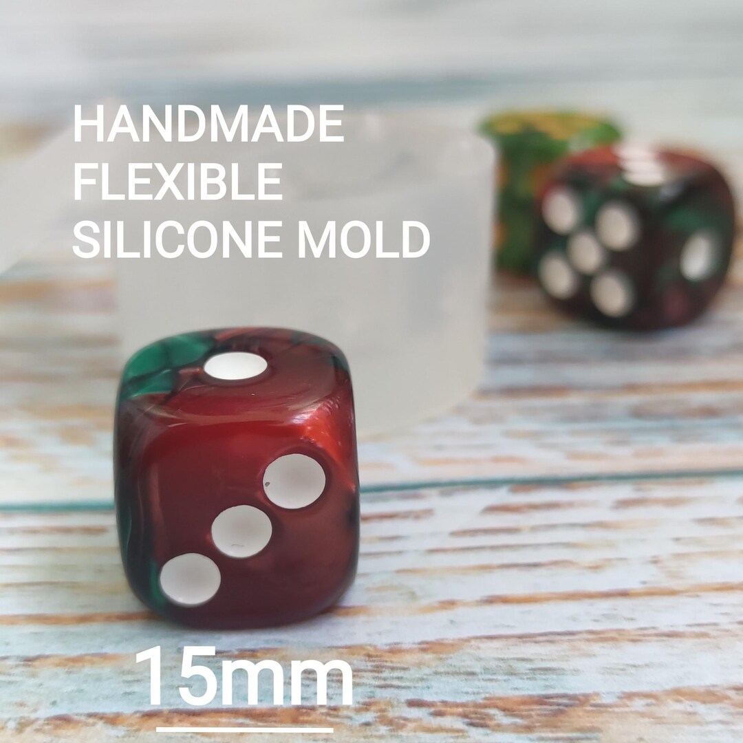 3D 2-part Flexible Silicone Mold for D6 Dice for Polymer Clay, Resin ...