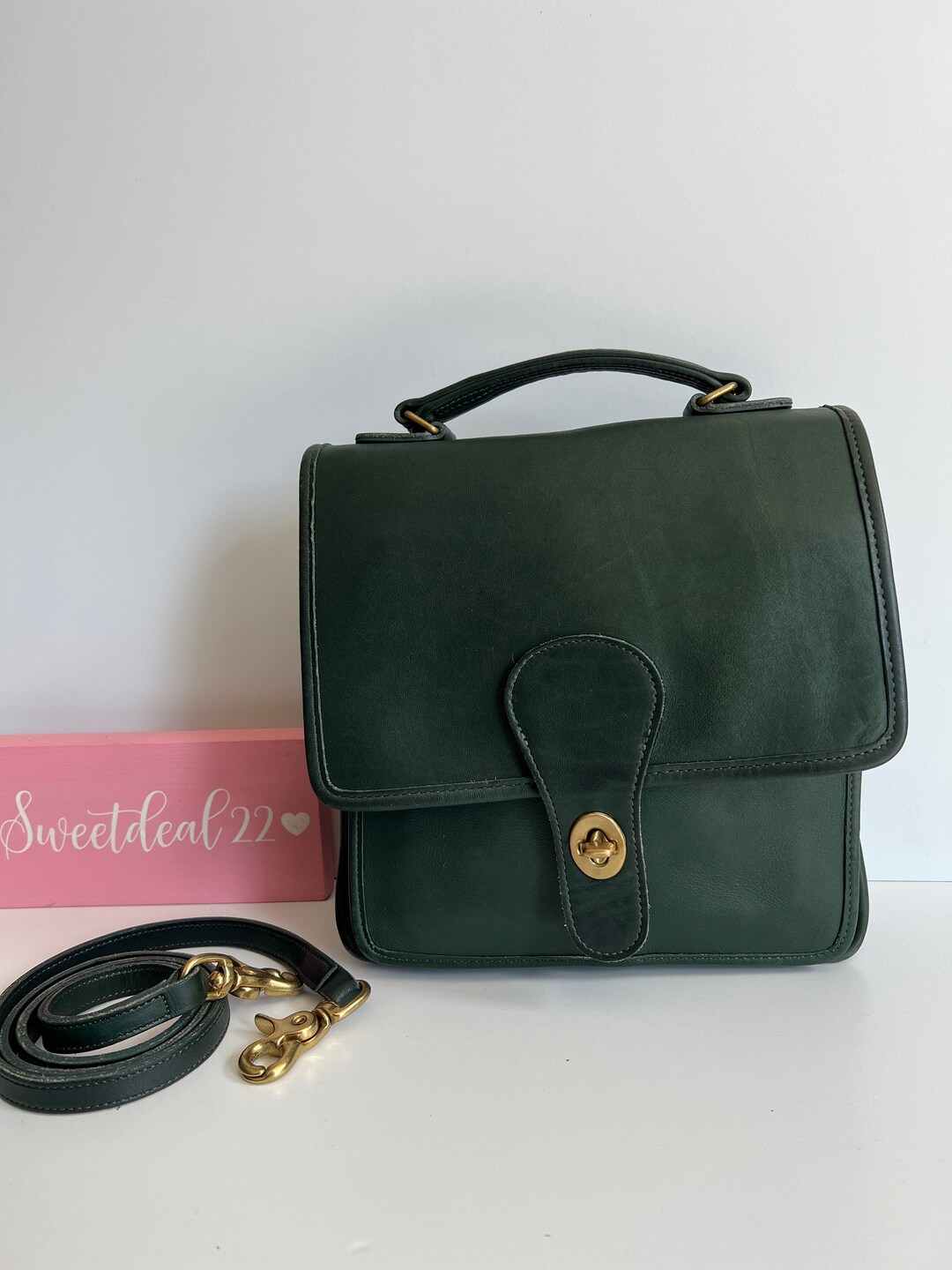 Vintage Coach Green Top Handle Station Handbag - Etsy