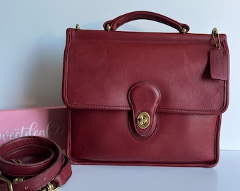 RARE Vintage Coach Willis Red With Strap & Handtag Brass Hard-ware 9927 ...