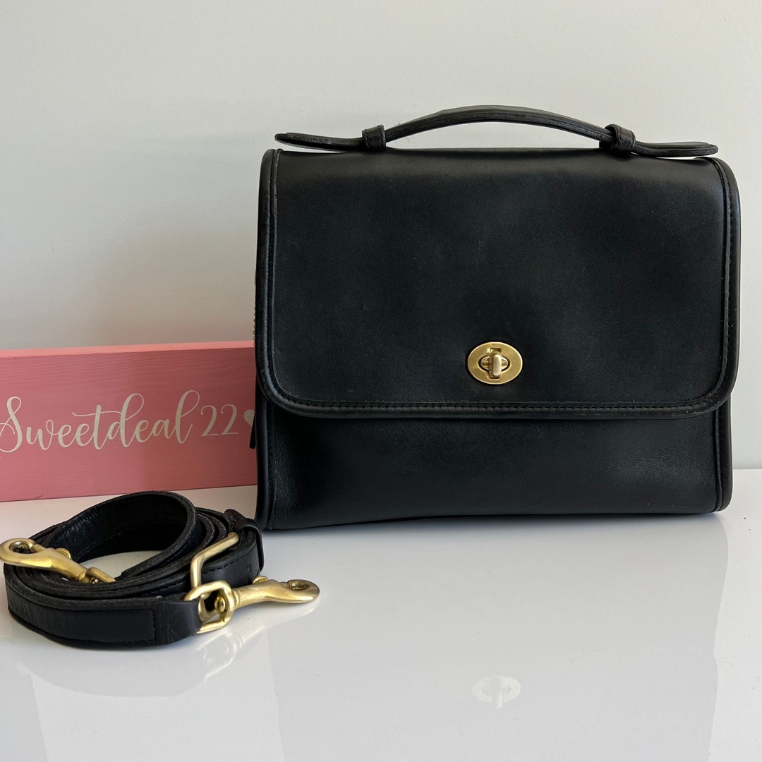Vintage Coach Black Top Handle Court Bag - Etsy