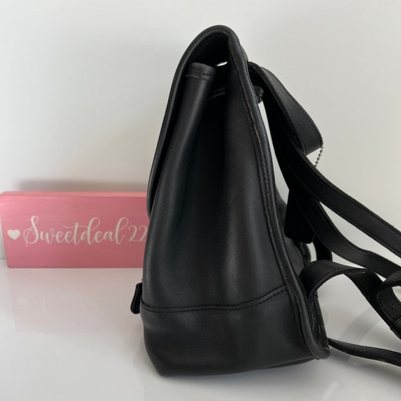 Vintage Coach Mini Daypack Backpack Black Leather wit… - Gem