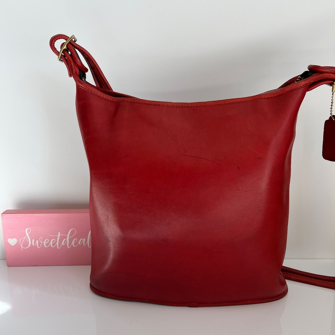 Vintage Coach NYC Red Slim Duffle Sac Bag - Etsy