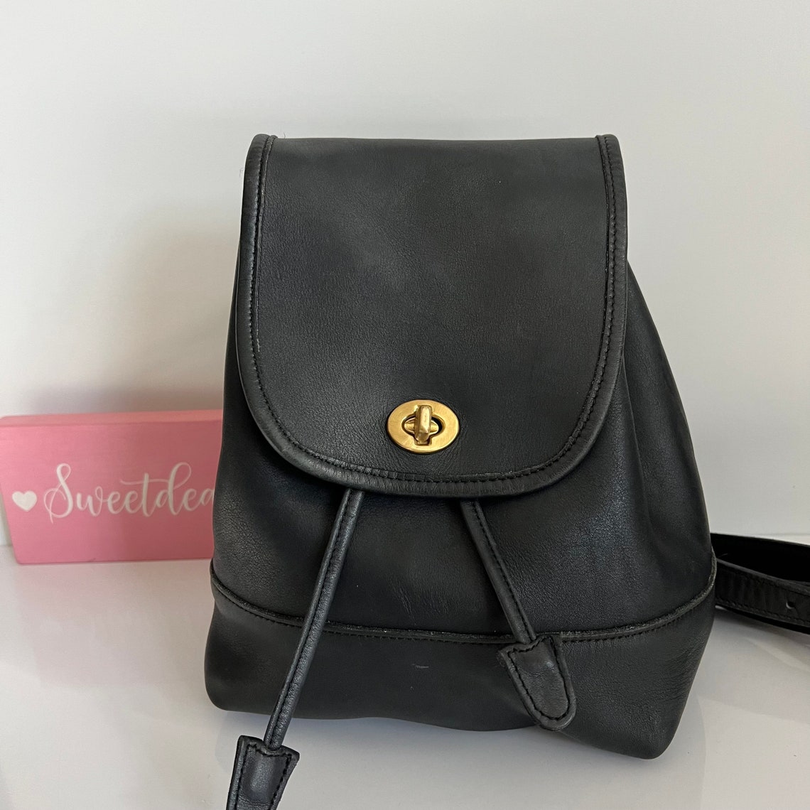 Vintage Coach Black Leather Mini Daypack Backpack - Etsy