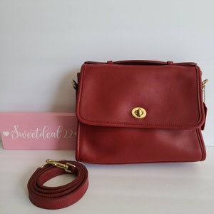 Vintage Coach Rambler Legacy Red Gold Leather Cross Body Bag - Etsy