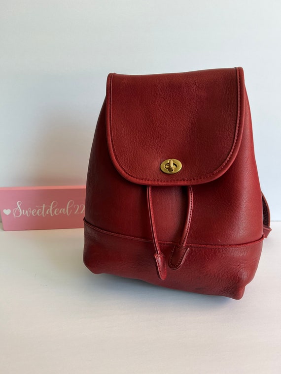Vintage Coach Large Red Daypack Backpack - Etsy Vintage Coach Large Red Daypack Backpack - Etsy