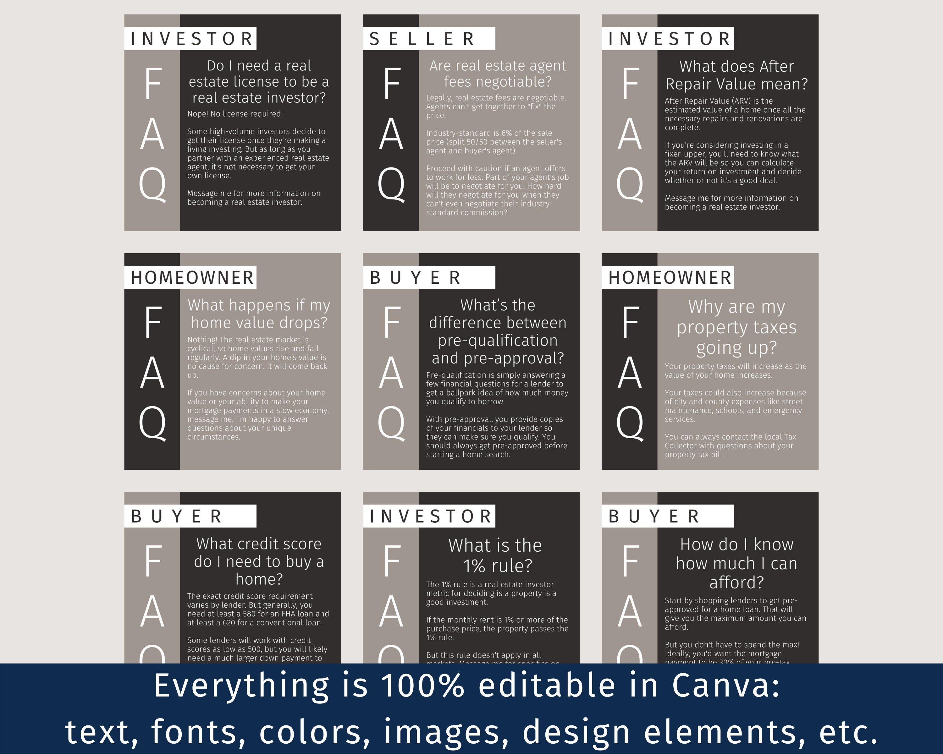 The Real Estate Instagram FAQ Posts Pack for Real Estate Agents ...