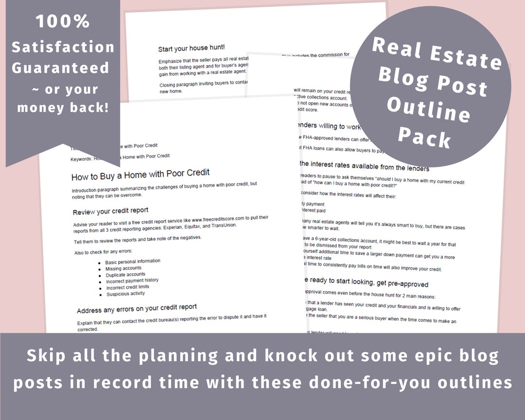 Real Estate Blog Post Outlines: Done-for-you, Agent Marketing (digital ...