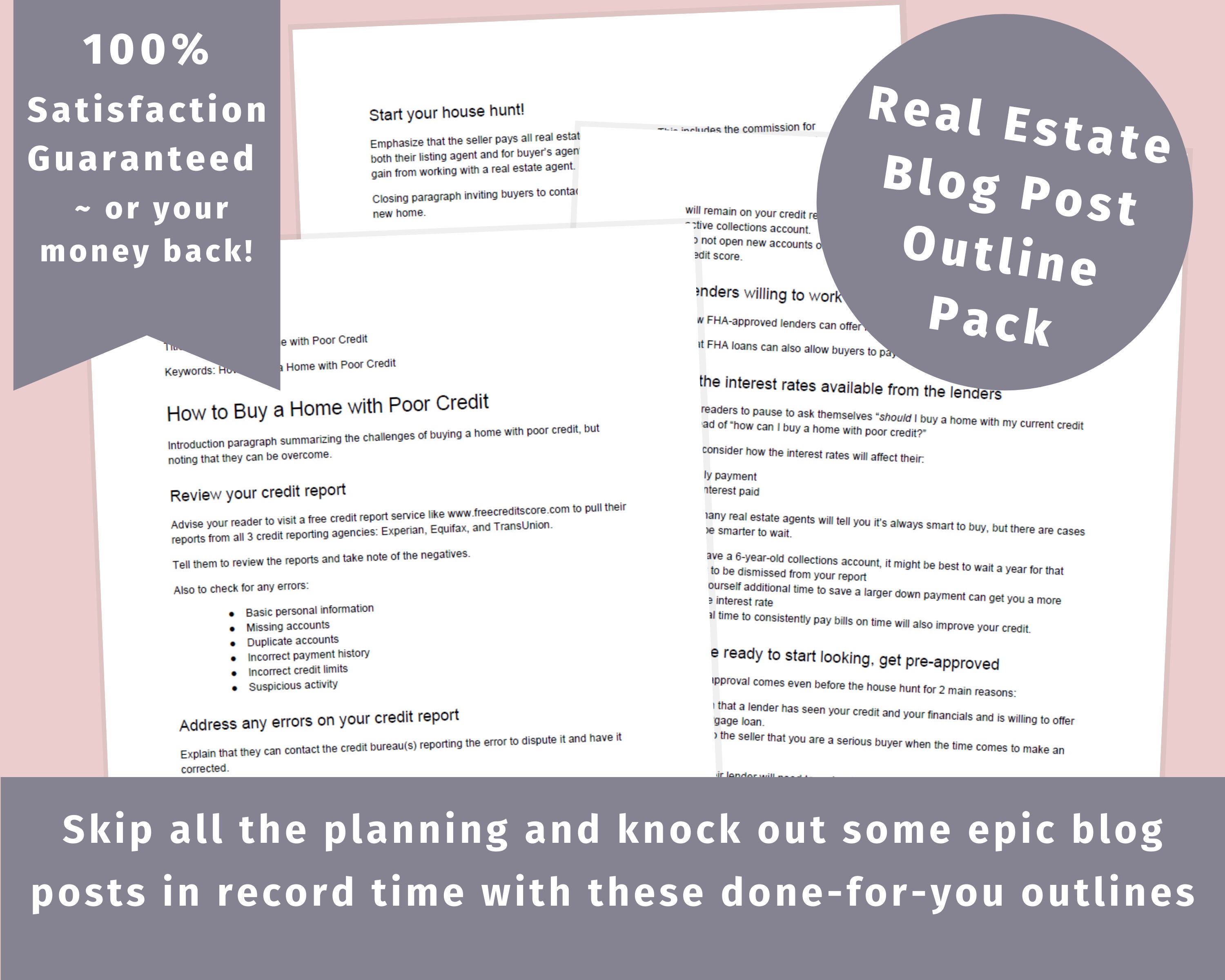 Real Estate Blog Post Outline Pack: 3 Done-for-you Real Estate - Etsy