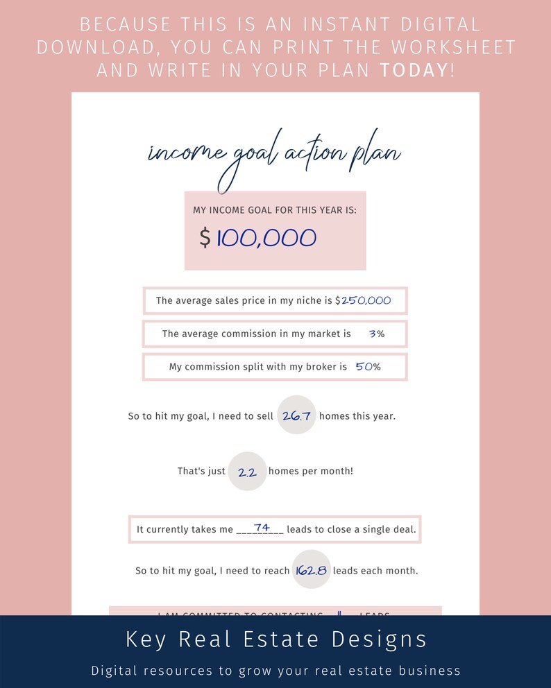 Real Estate Agent Income Goal Action Plan: Customizable Canva Template ...