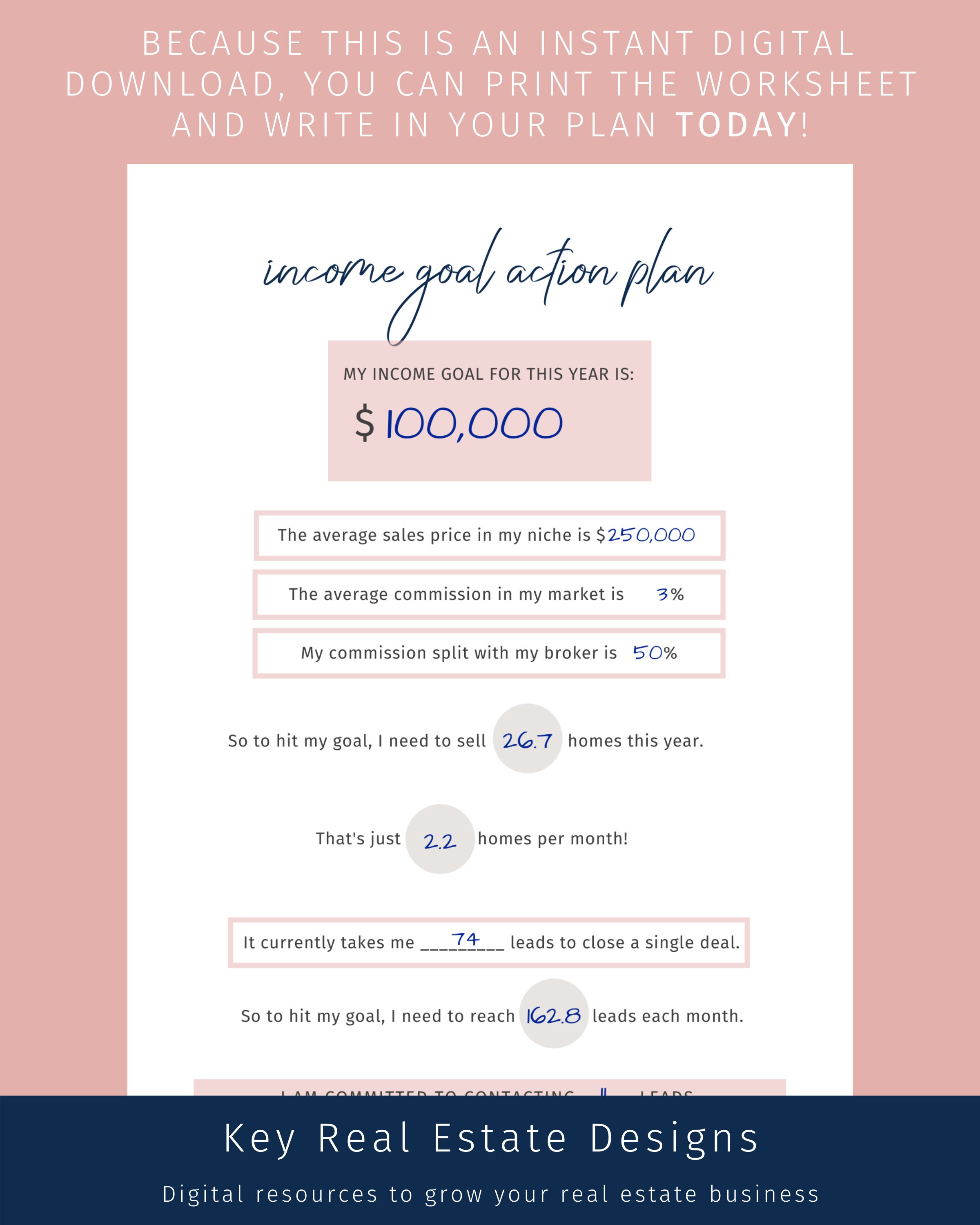 Real Estate Agent Income Goal Action Plan: Customizable Canva Template ...