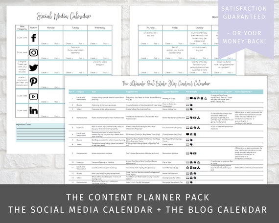 The Real Estate Agent Content Planner Pack save 20% when you | Etsy
