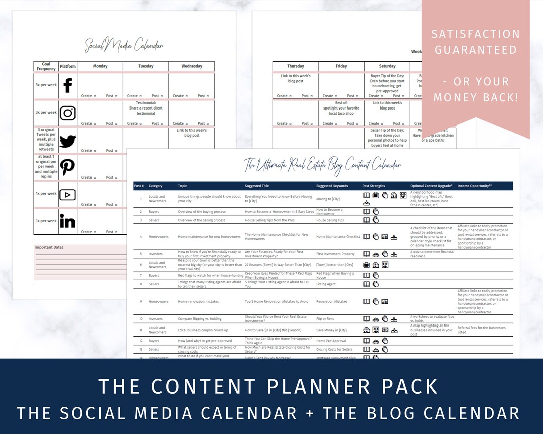The Real Estate Agent Content Planner Pack, Save 20% When You Bundle ...