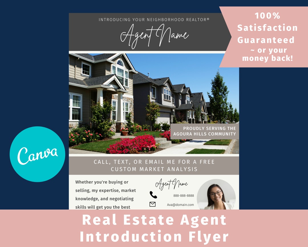 Real Estate Agent Introduction Flyer Template: A Customizable Canva ...
