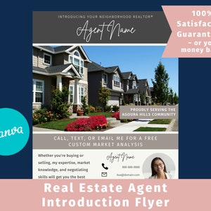 Real Estate Agent Introduction Flyer Template: A Customizable Canva ...