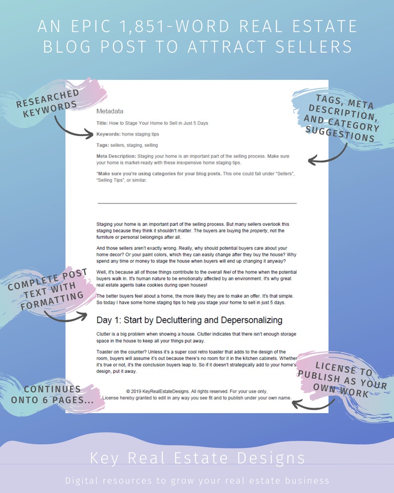 Ready-to-Publish Real Estate Blog Post for Busy Real Estate | Etsy