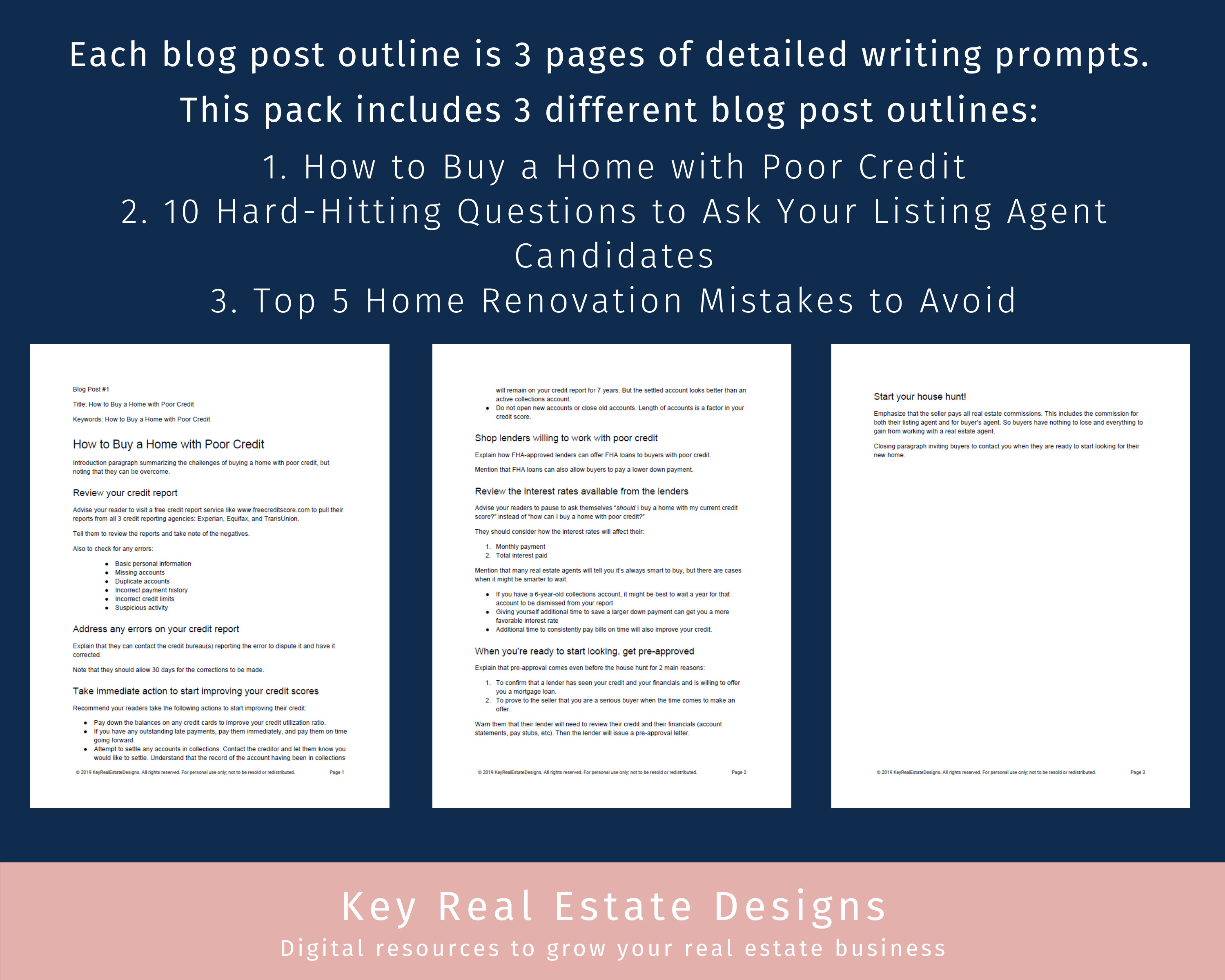 Real Estate Blog Post Outline Pack: 3 Done-for-you Real Estate - Etsy