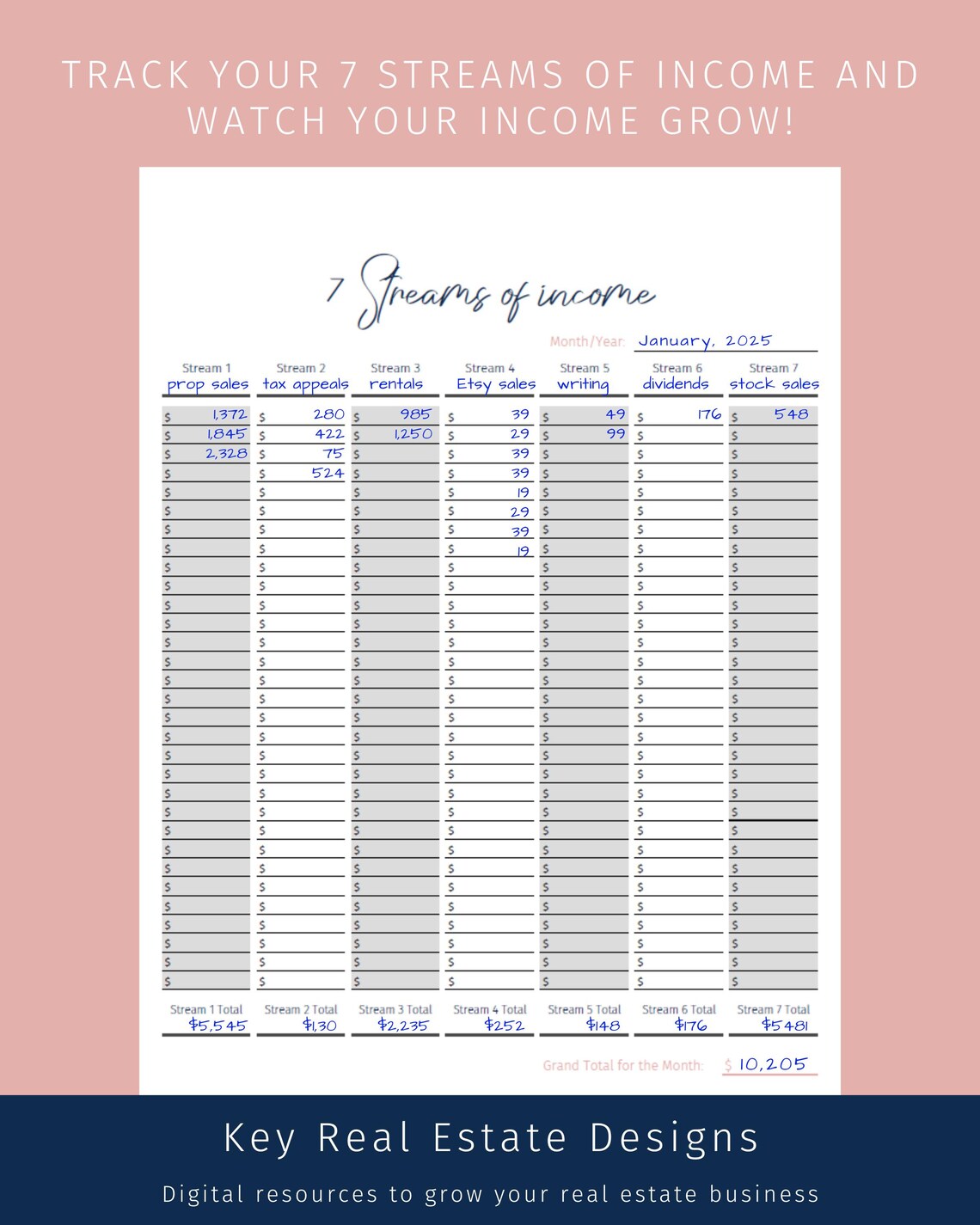 7 Streams of Income Tracker: a Quick and Easy Way for Busy Real Estate ...