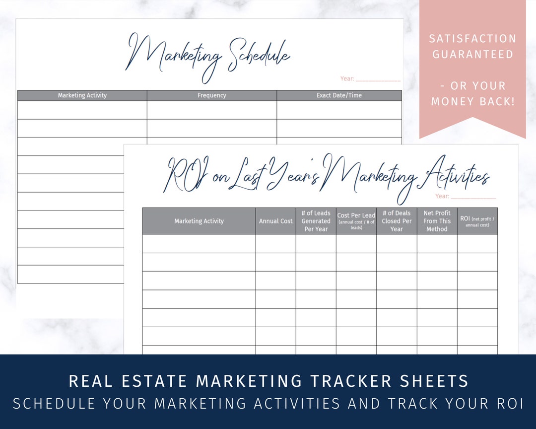 Real Estate Marketing Tracker Sheets: Simple Real Estate Agent ...