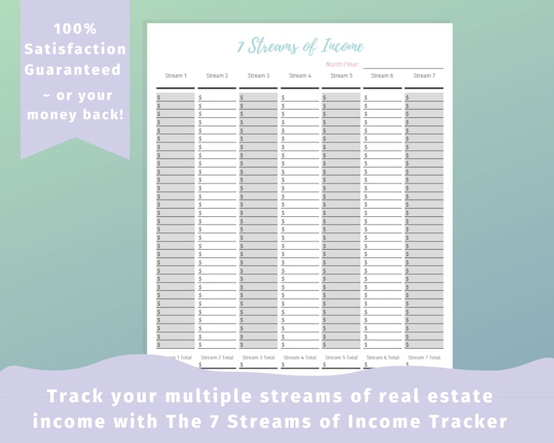 7 Streams of Income Tracker: a quick and easy way for busy | Etsy