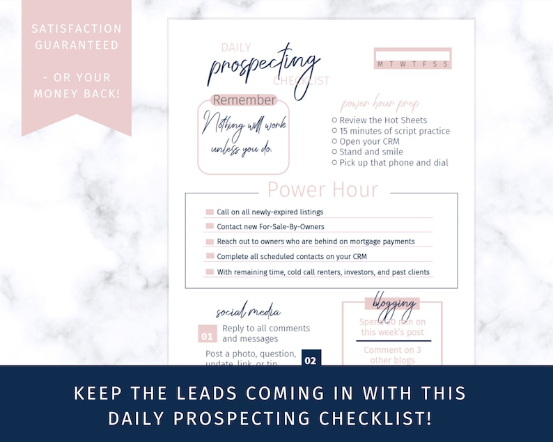 1-page Daily Prospecting Checklist: a Quick and Easy Way for Busy Real ...