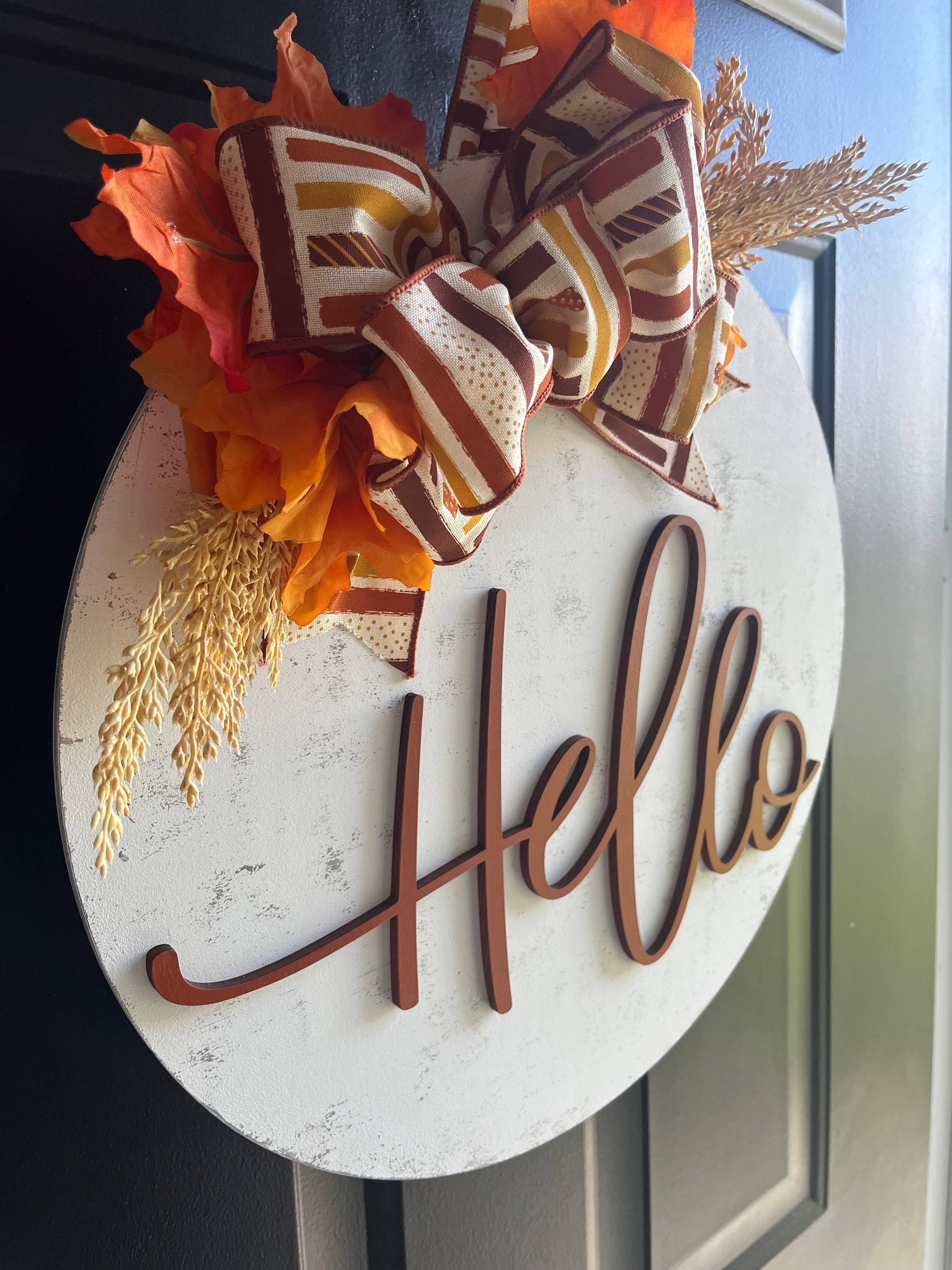Hello Fall Front Door Sign, Hello Fall Front Door Wreath, Fall Sign ...