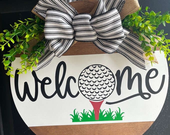 Welcome Golf Door Sign Golf Front Door Wreath Golf Tee - Etsy