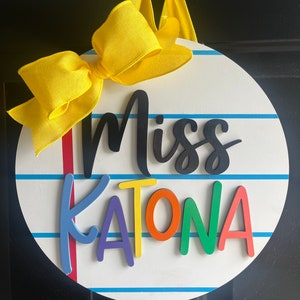 Teacher Gift, Notebook Paper Sign, Classroom Decor, Classroom Door Sign ...