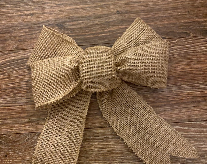 Burlap Jute Double Looped Bow Pre Made Wreath Bow Wreath Etsy