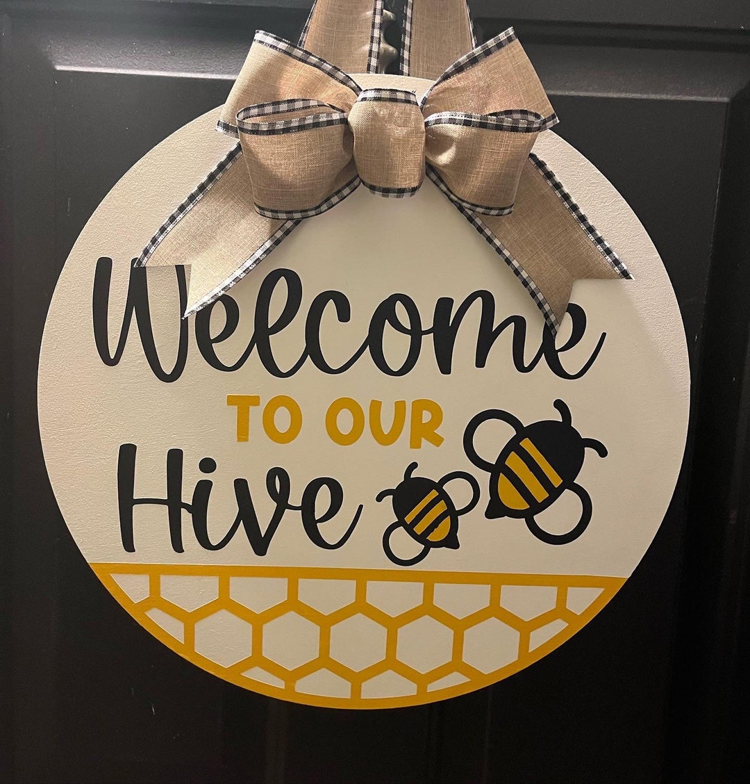Welcome to Our Hive, Bee Sign, Honeycomb Sign, Summer Wreath, Beehive Wreath, Honey Bee Wreath ...