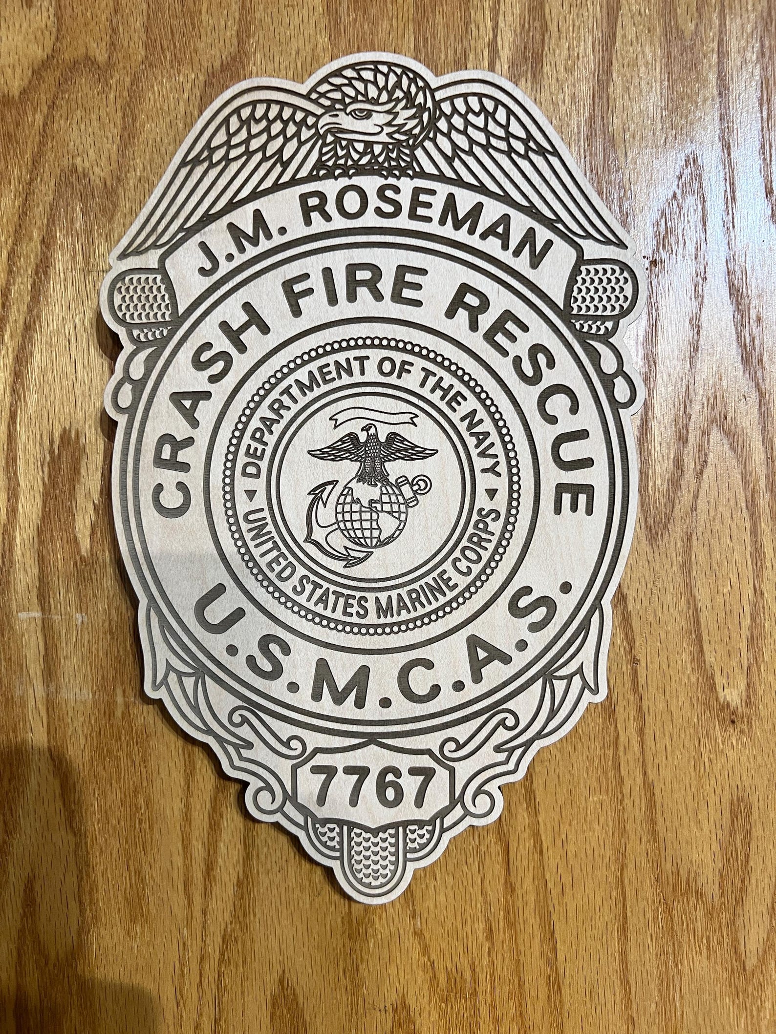 USMC Badge Custom, Marine Corps Plaque, Aircraft Rescue Firefighting - Etsy