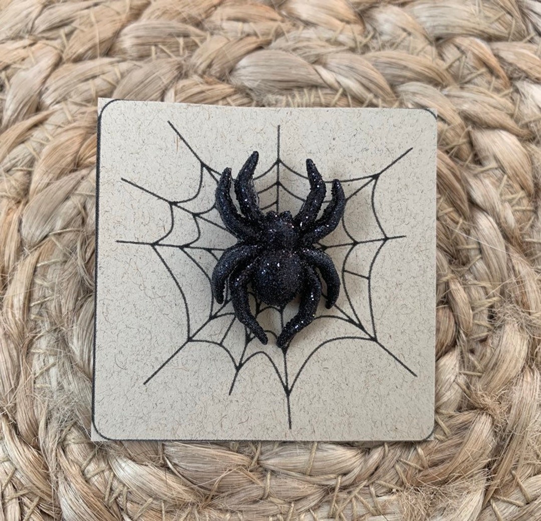 Black Glitter Spider Pin - Etsy
