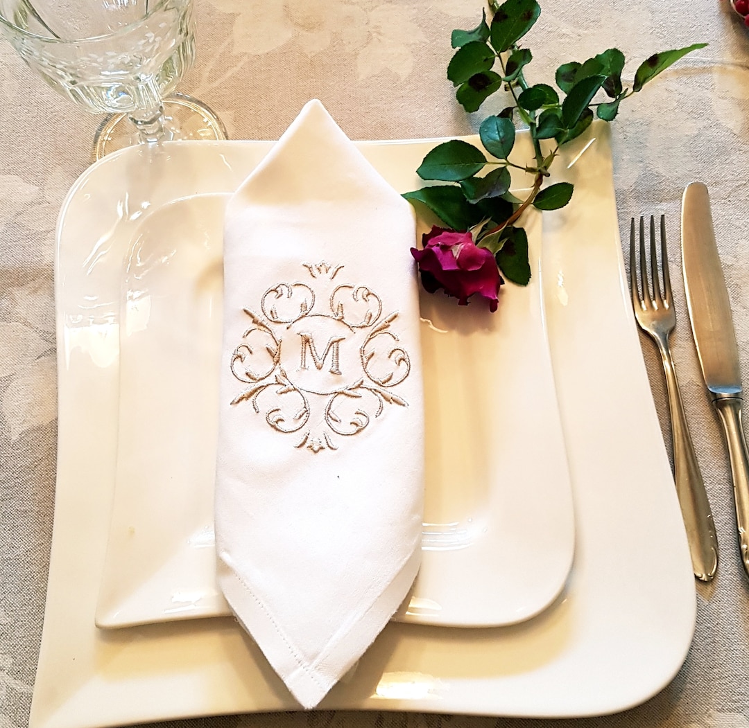 Embroidered Napkin, Napkin With Noble Embroidery, Monogram - Etsy