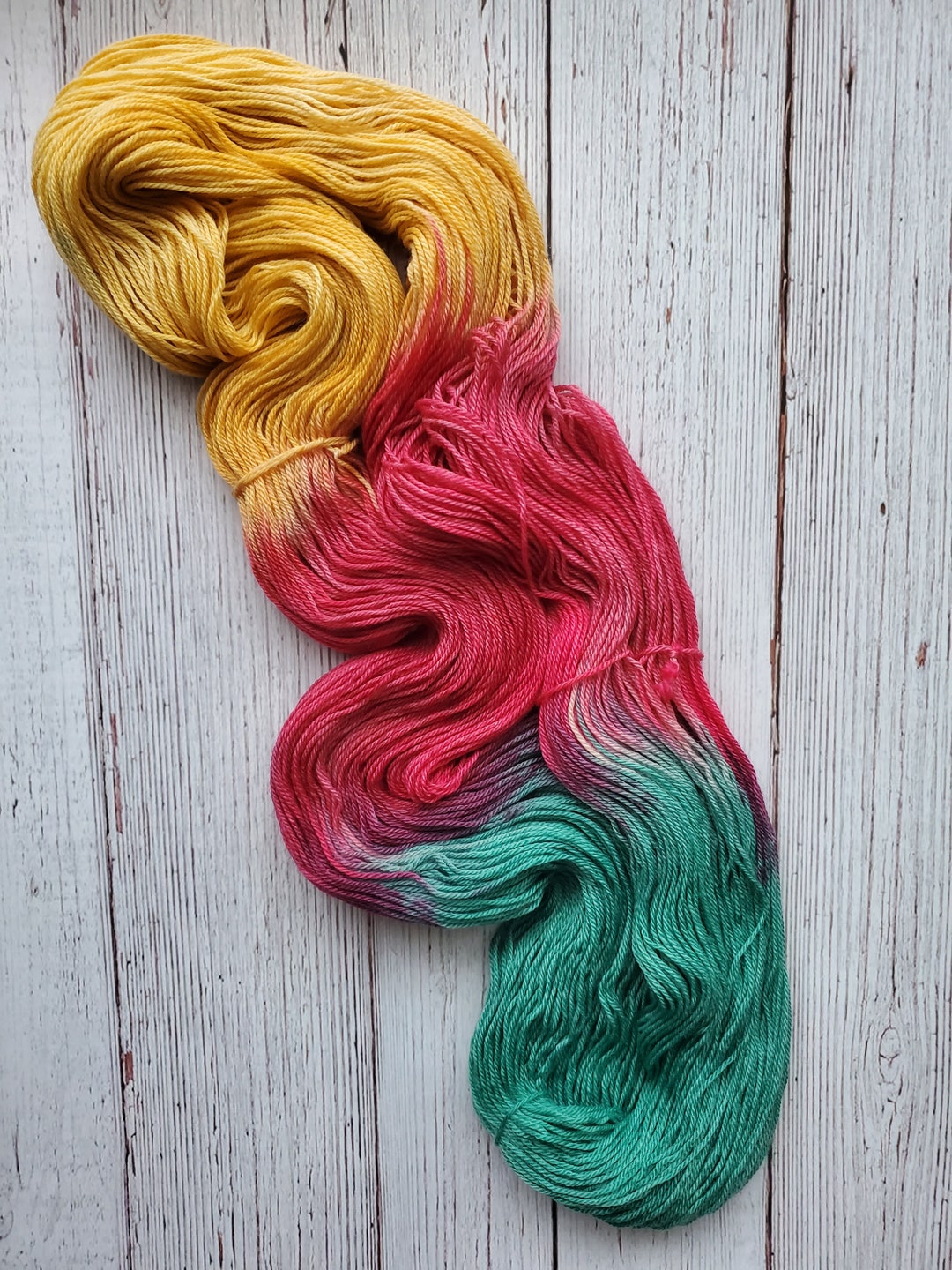 Hand Dyed Yarn Yellow, Red, Green Color Block Superwash Merino Wool - Etsy