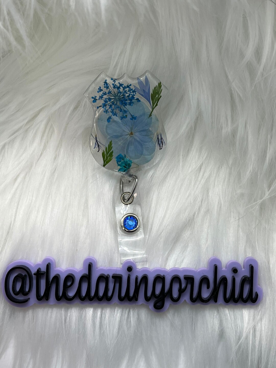 Dried Blue Flowers Police Badge Reel, Law Enforcement Gift - Etsy