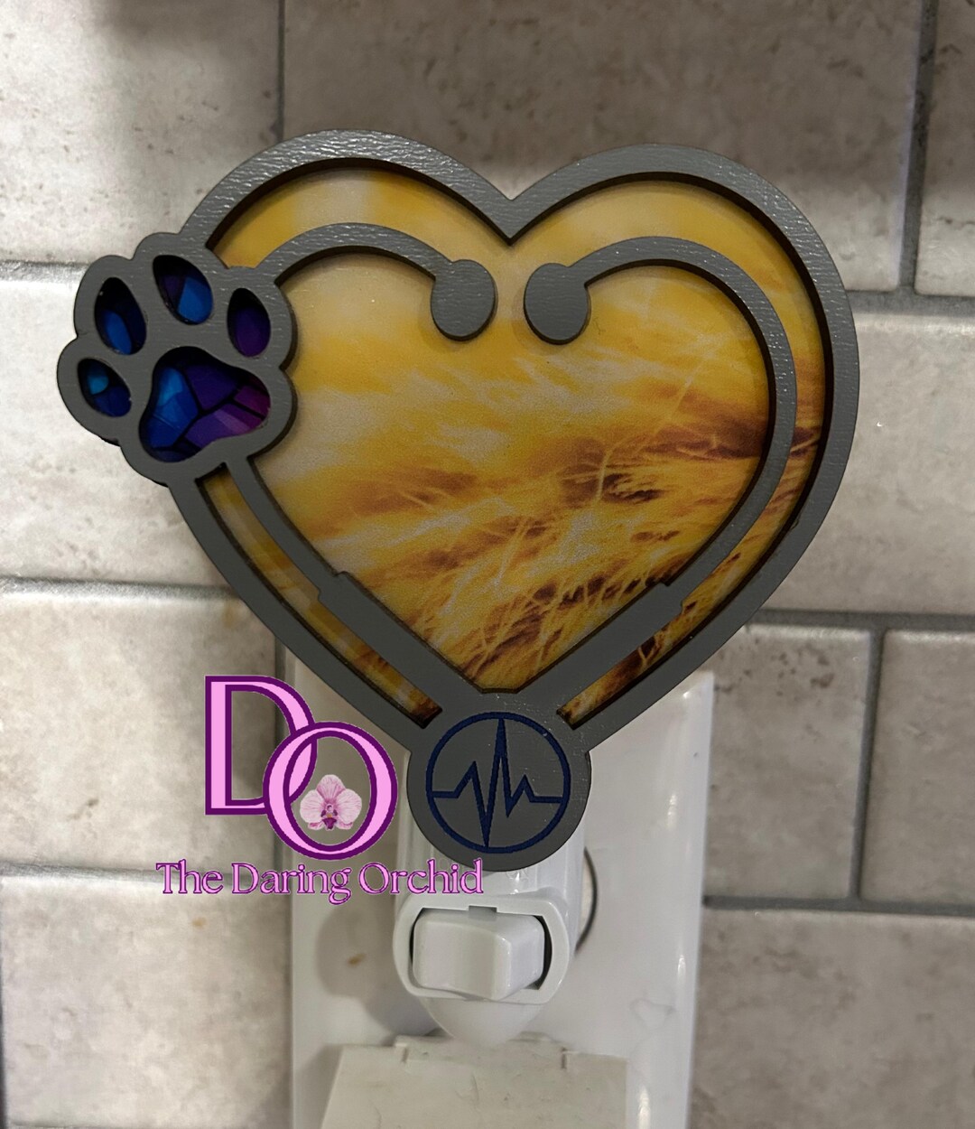 Heart Stethoscope Paw Print Night Light, Vet Tech Gift - Etsy