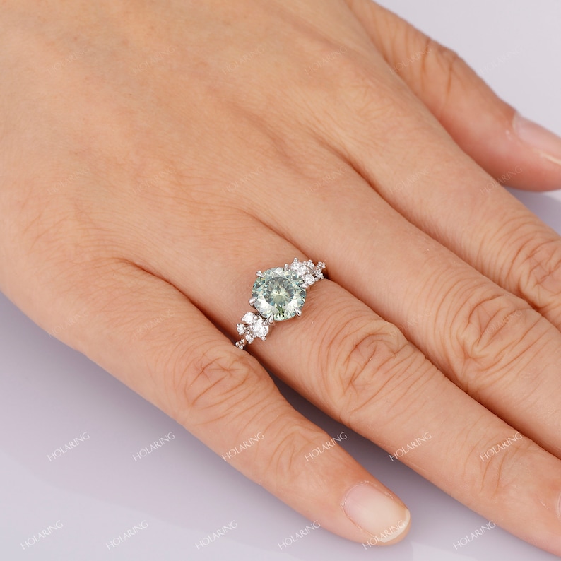 2CT Portuguese Cut Teal Moissanite Ring/ Unique Blue - Etsy