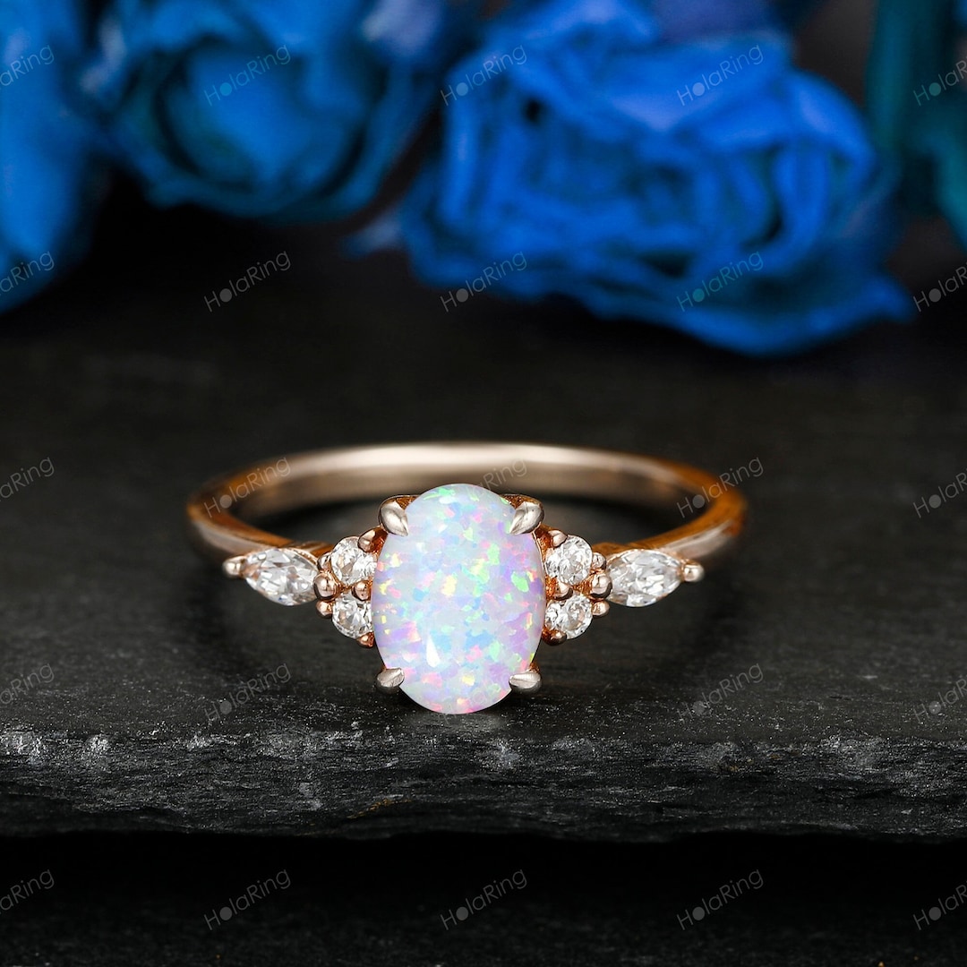 Natural Opal Ring 14k Solid Gold Ring October Birthstone Ring Stunning ...