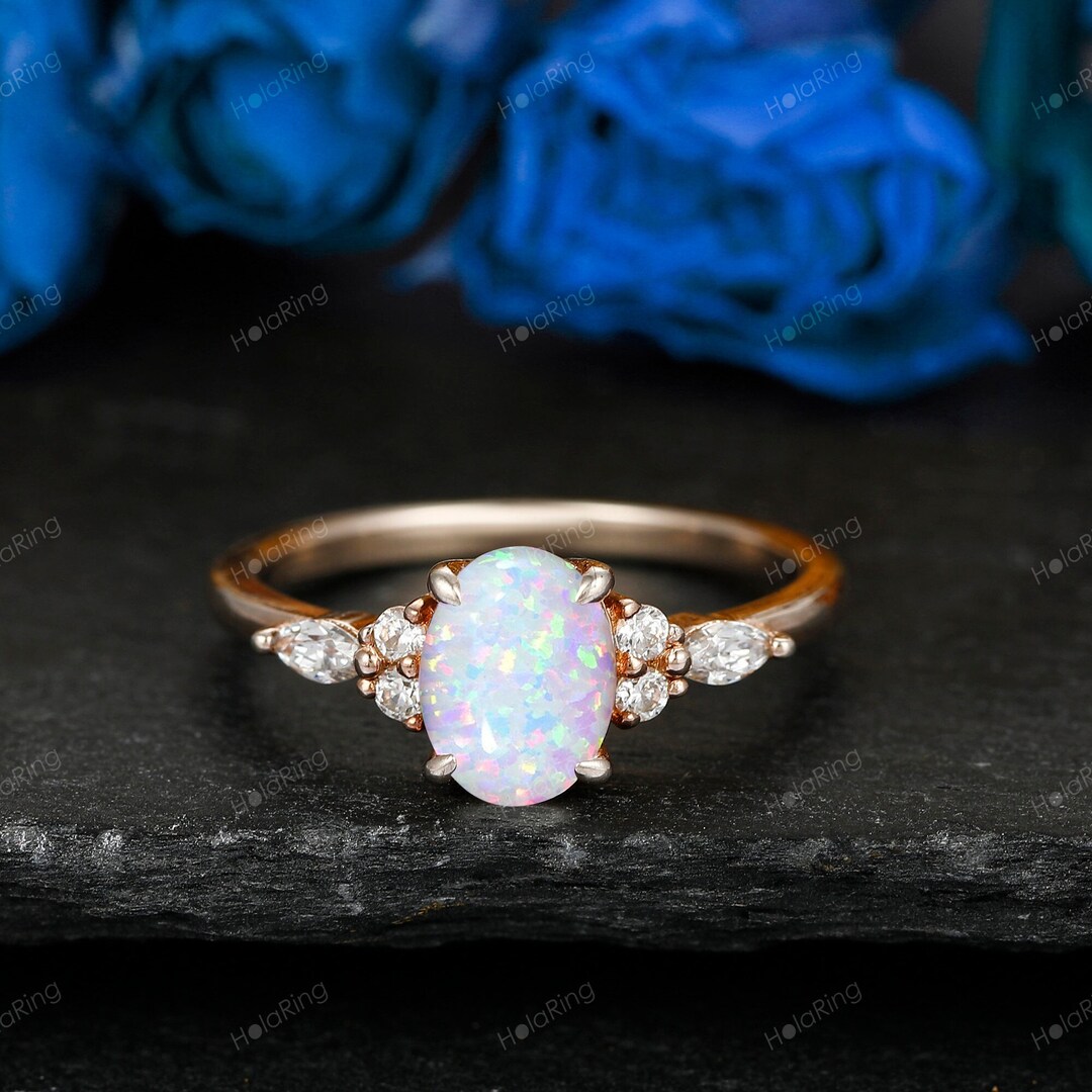 Natural Opal Ring 14k Solid Gold Ring October Birthstone Ring Stunning ...